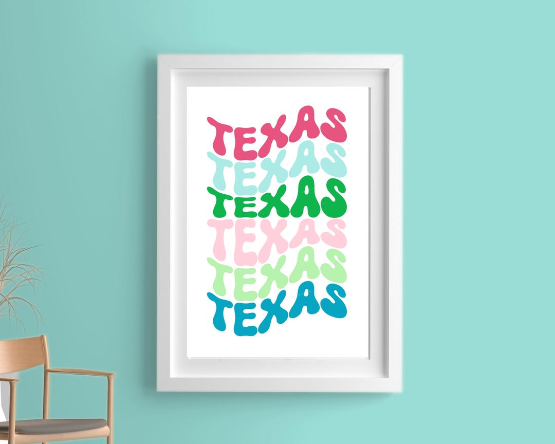 Preppy Texas Print, Preppy Teen Decor, Texas Wall Art, Texas Wall Art ...