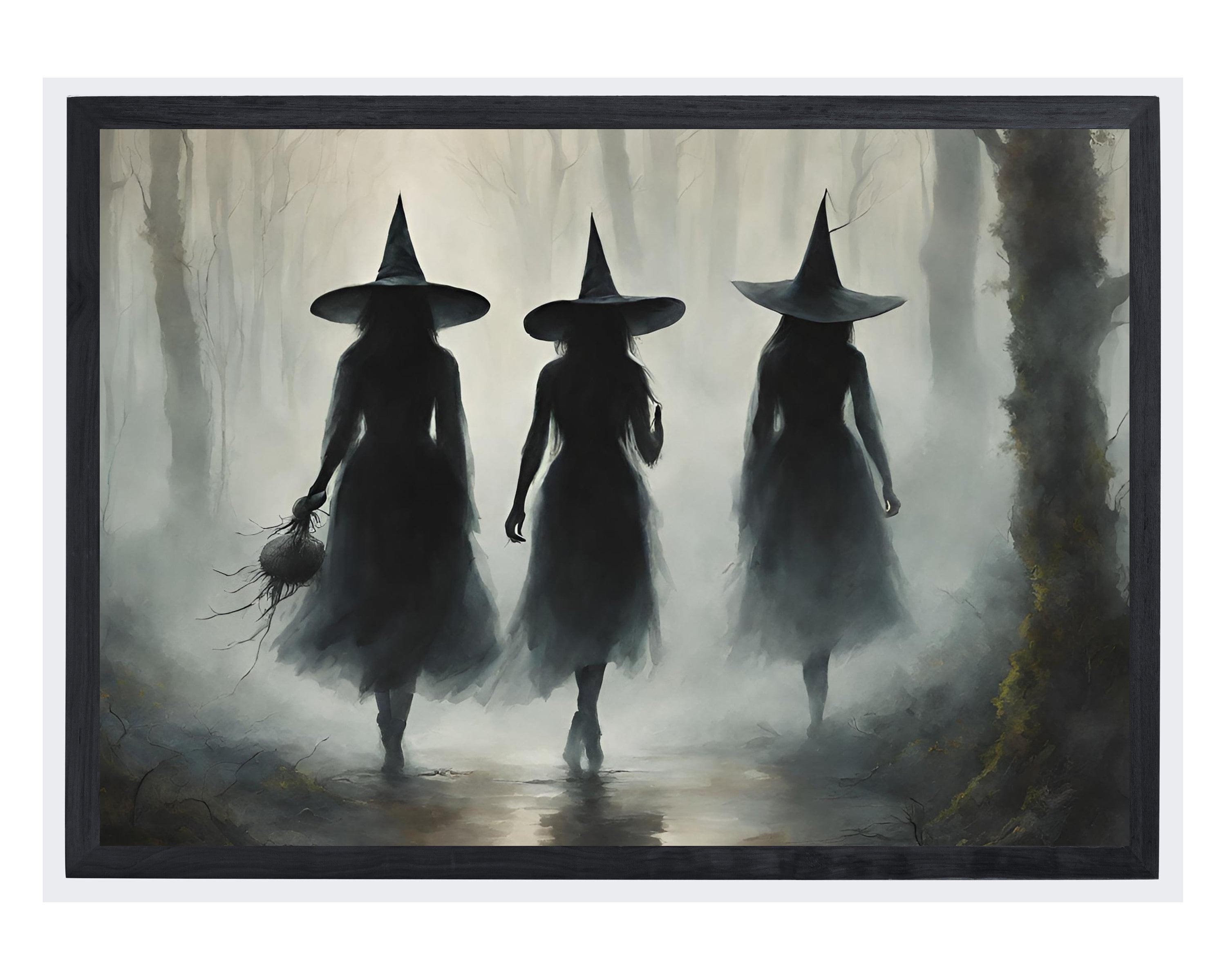 Halloween Witch Print, Witches in Forest Printable, Halloween Witches ...