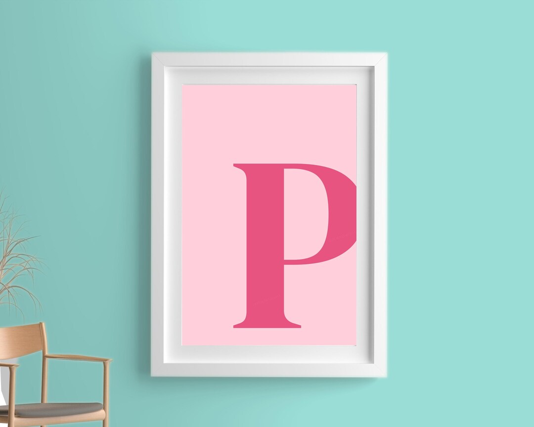 Pink Letter P, Preppy Teen Room, Preppy Wall Art, Monogram Printable ...