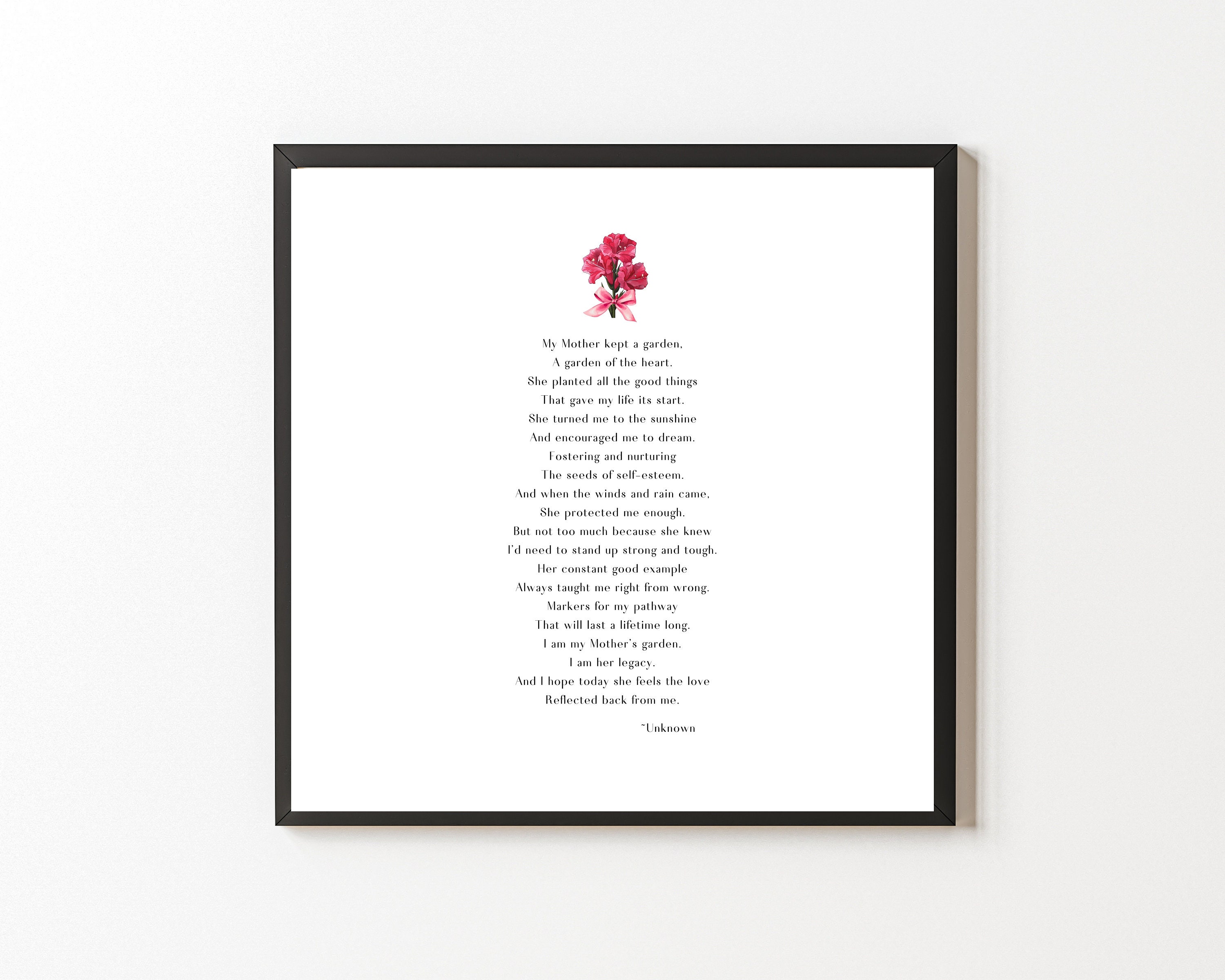 Mother's Day Poem W/ Birth Month Flower, August Gladiolus, Flower ...