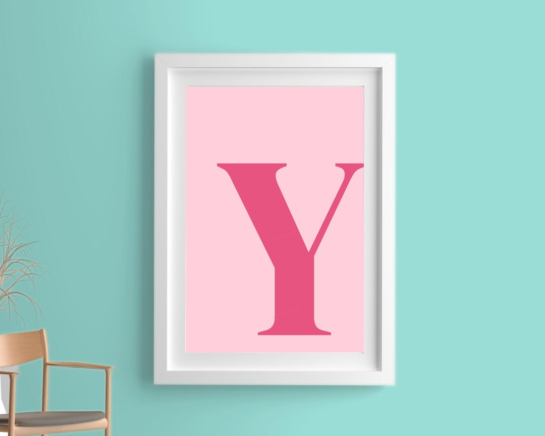 Pink Letter Y, Preppy Teen Room, Preppy Wall Art, Monogram Printable ...