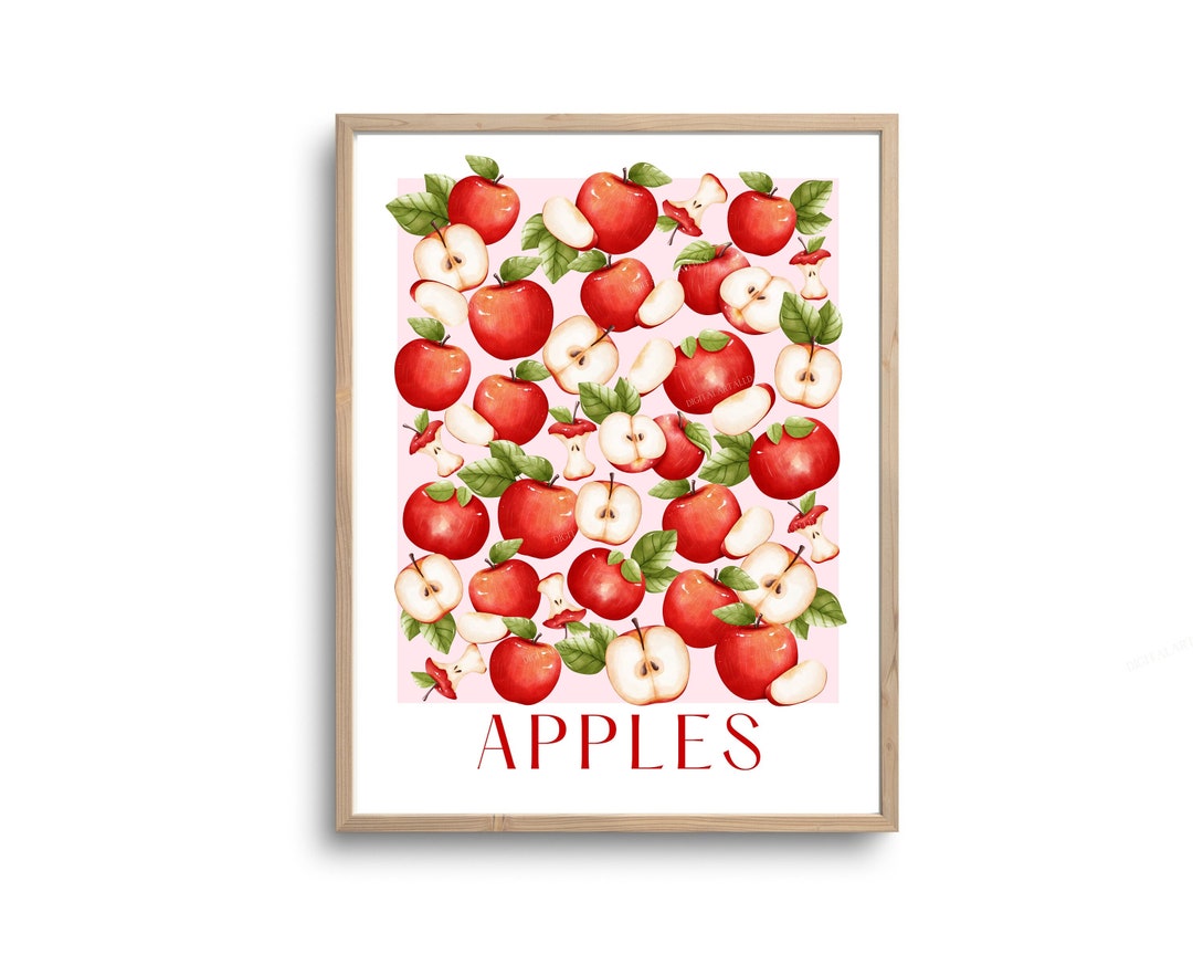 Modern Apples Wall Art Minimal Apples Poster Autumn Apples Print Farmer ...