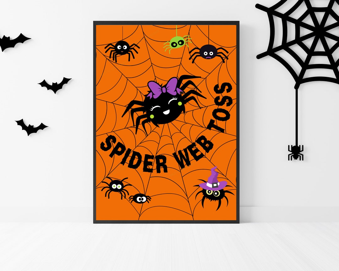 Halloween Spider Web Toss Game Sign Digital Print, Instant Download - Etsy