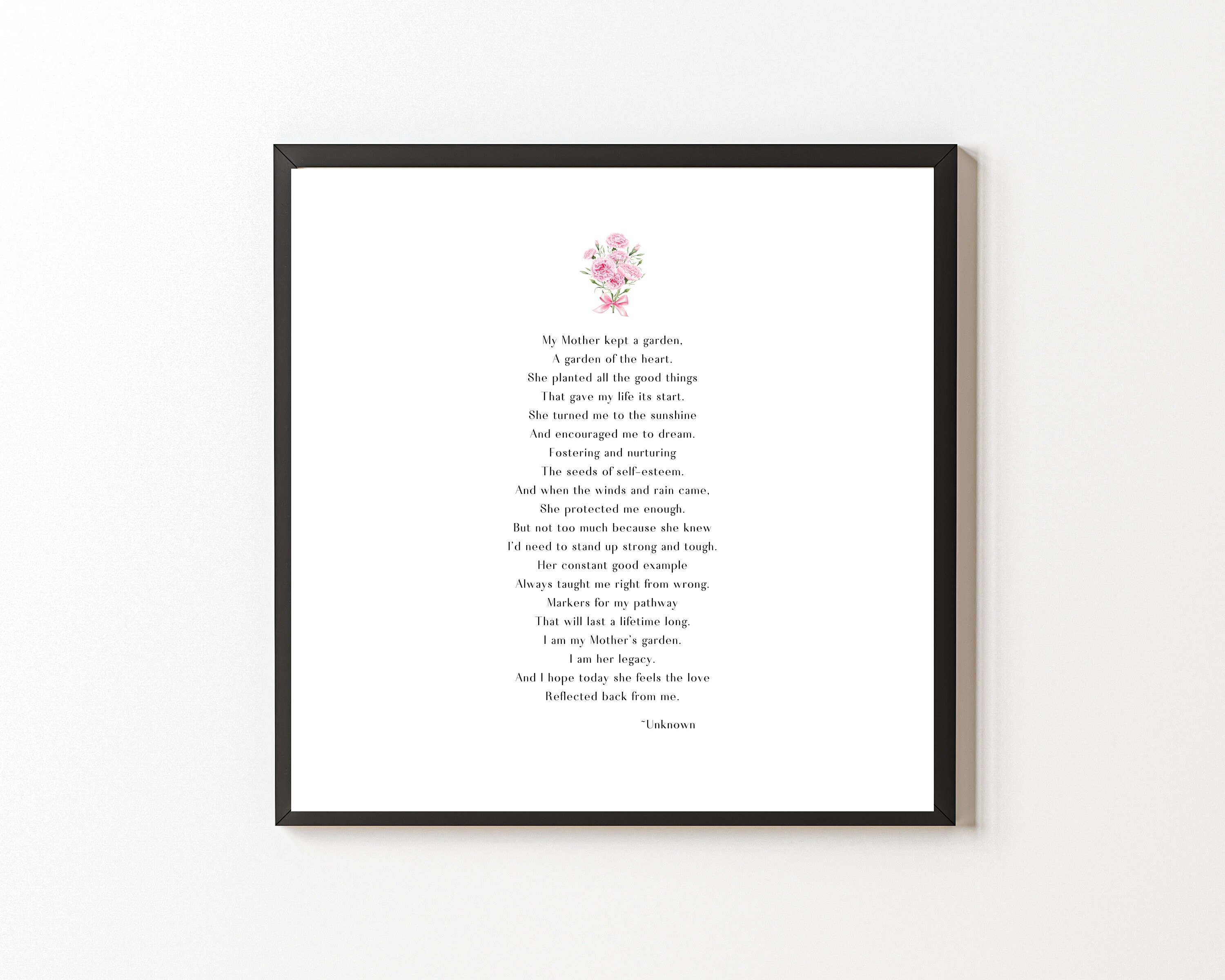 Mother's Day Poem W/ Birth Month Flower, January Carnation, Flower ...
