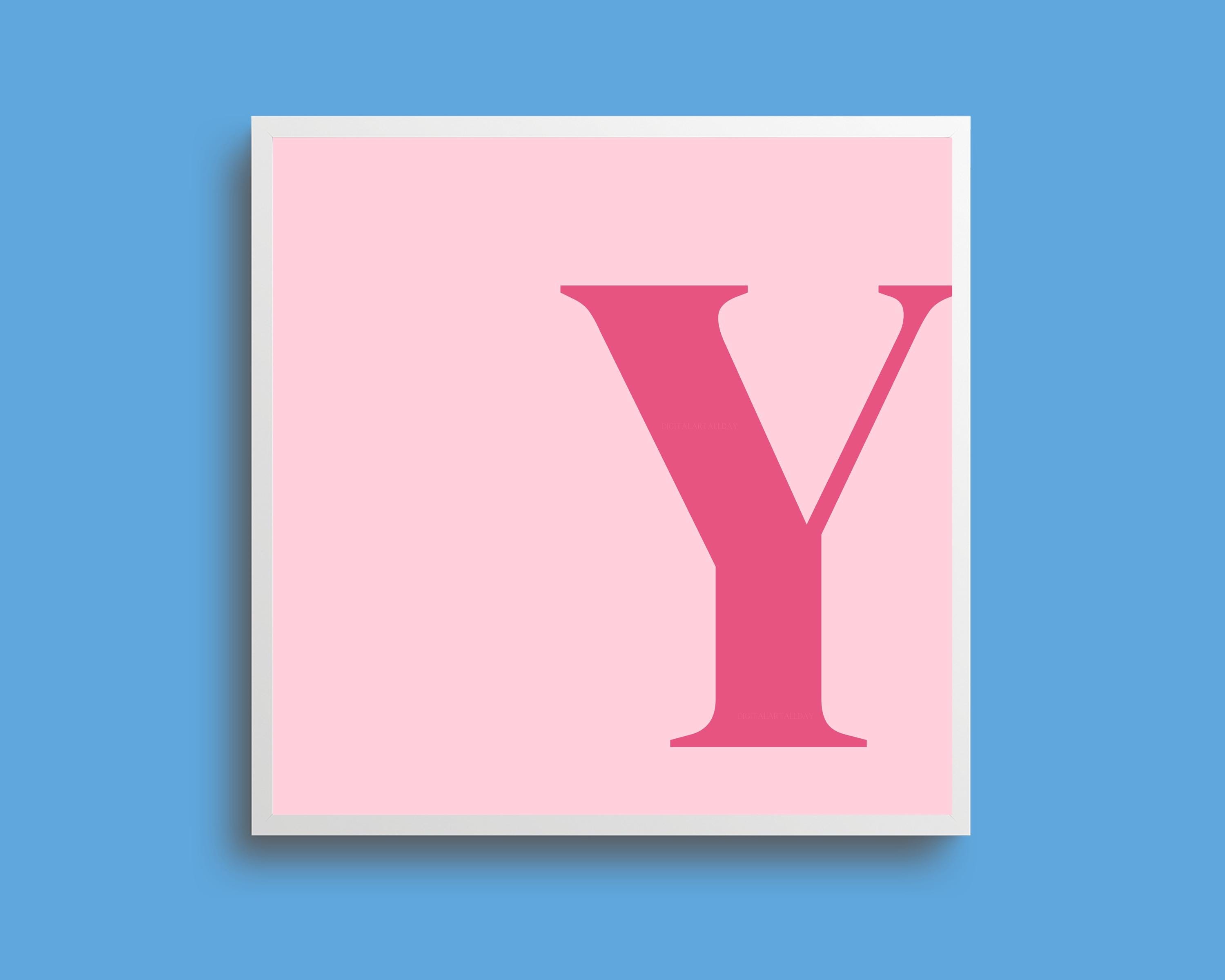 Pink Letter Y, Preppy Teen Room, Preppy Wall Art, Monogram Printable ...