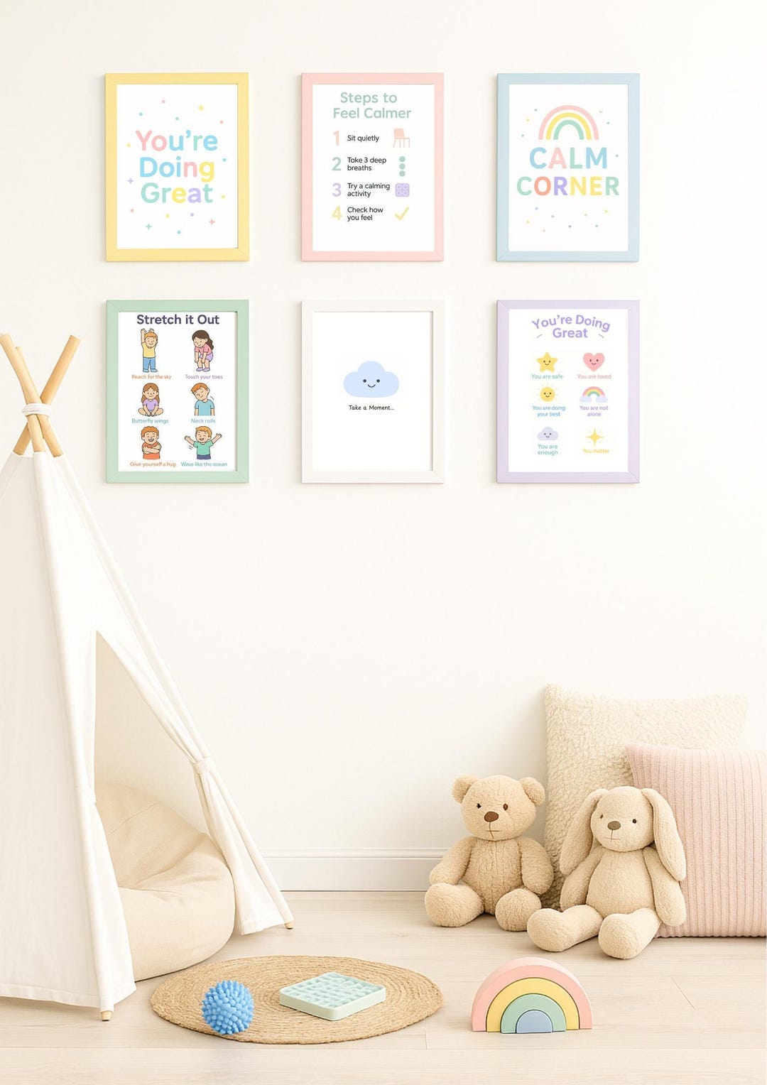 12 Calm Corner Posters | Pastel Printable Visuals for Calm & Connection ...