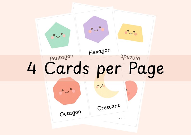2D Shape Flashcards for Kids | Printable Pastel Shapes With Cute Faces ...