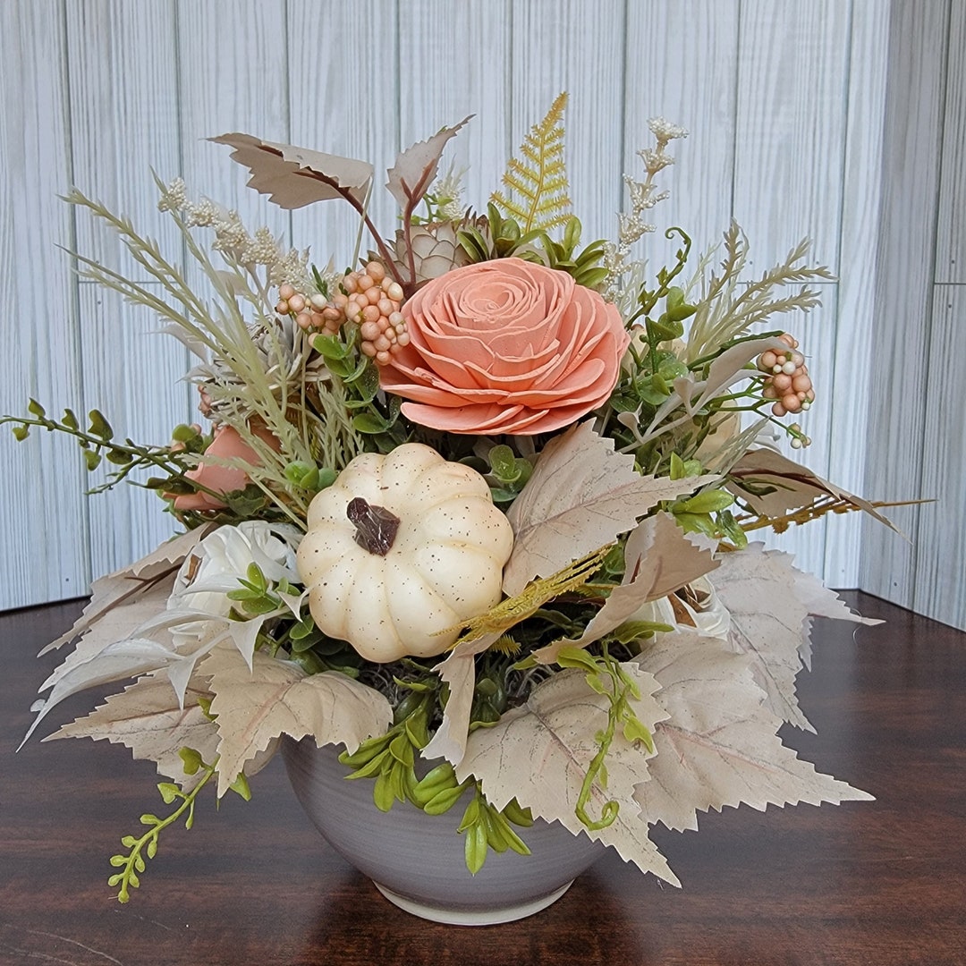 Sola Wood Flower Arrangement, Fall Flower Arrangement, Thanksgiving ...