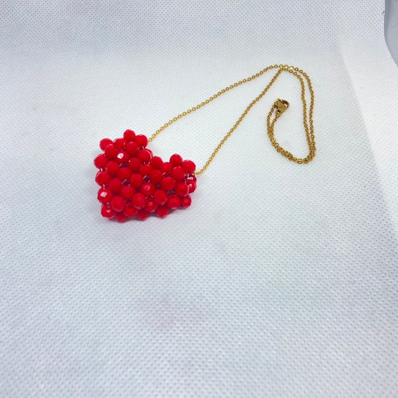 Cadena Con Colgante De Corazon Dije De Corazon Tejido En Piedras ...