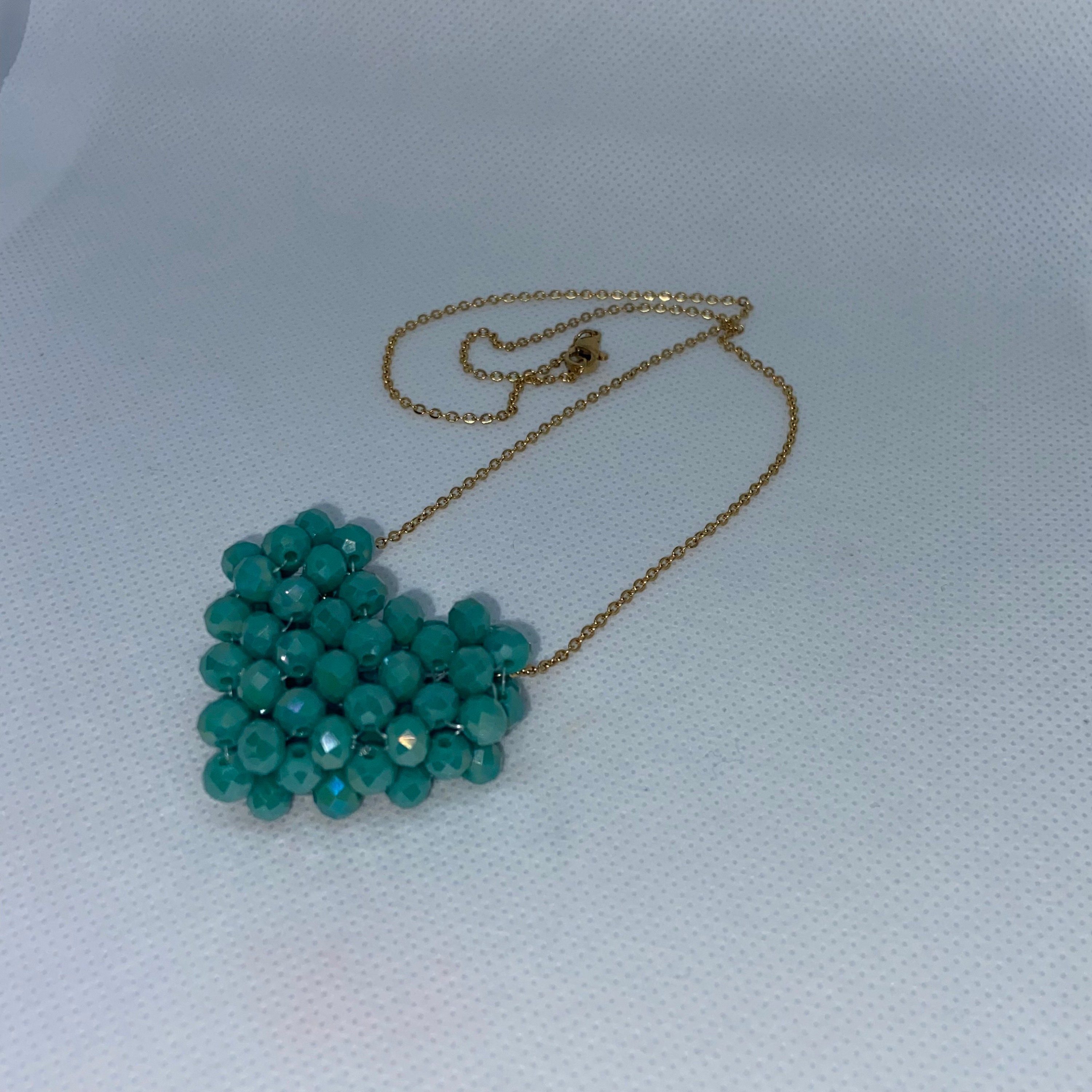 Cadena Con Colgante De Corazon Dije De Corazon Tejido En Piedras ...