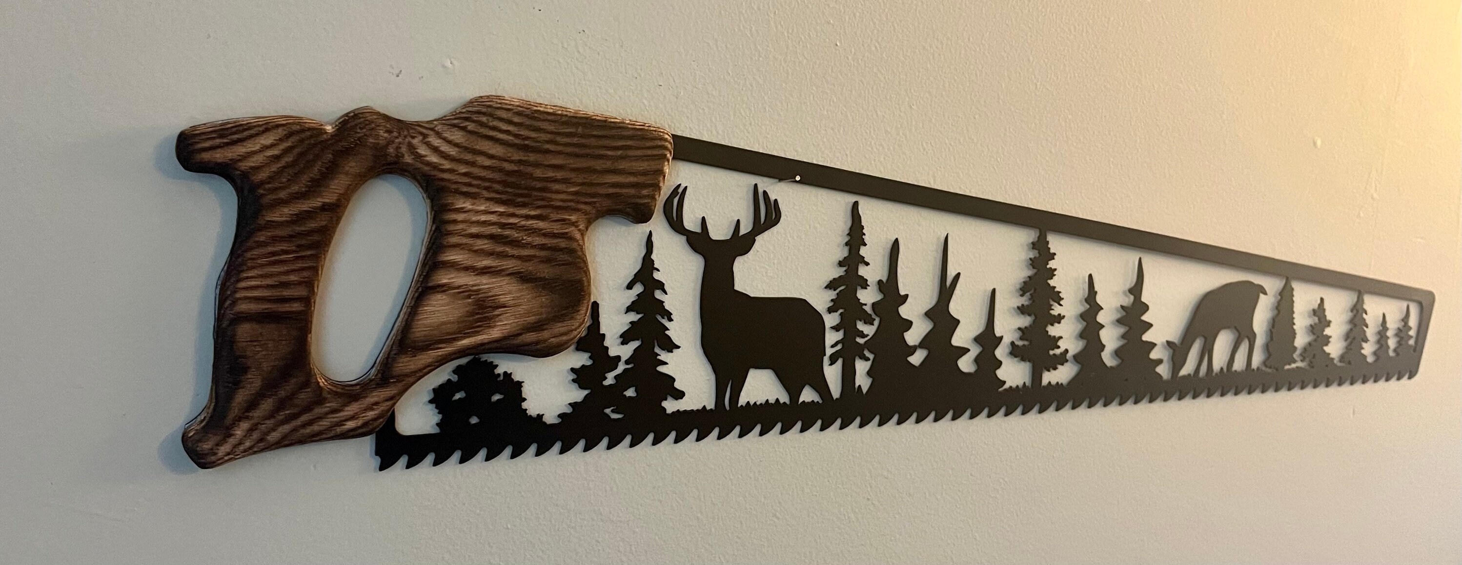 Deer Forest Saw Blade Wall Art - Etsy