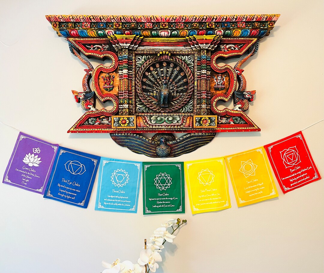 Seven Chakra Healing Tibetan Prayer Flags. 10 Inches Pack of 7 Flags ...