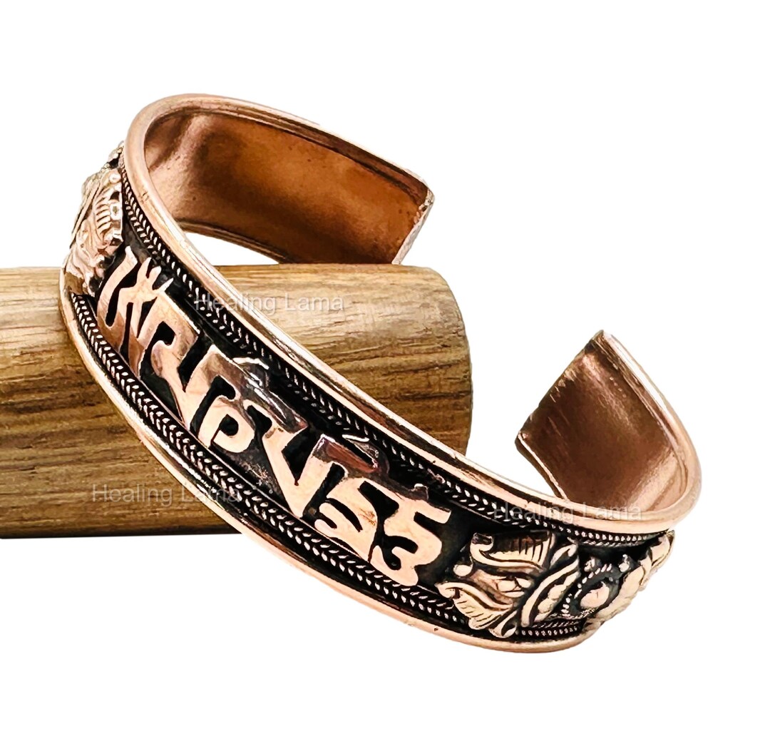 100% Copper Bracelet. Tibetan Mantra Om Mani Yoga Bracelet. Made With ...