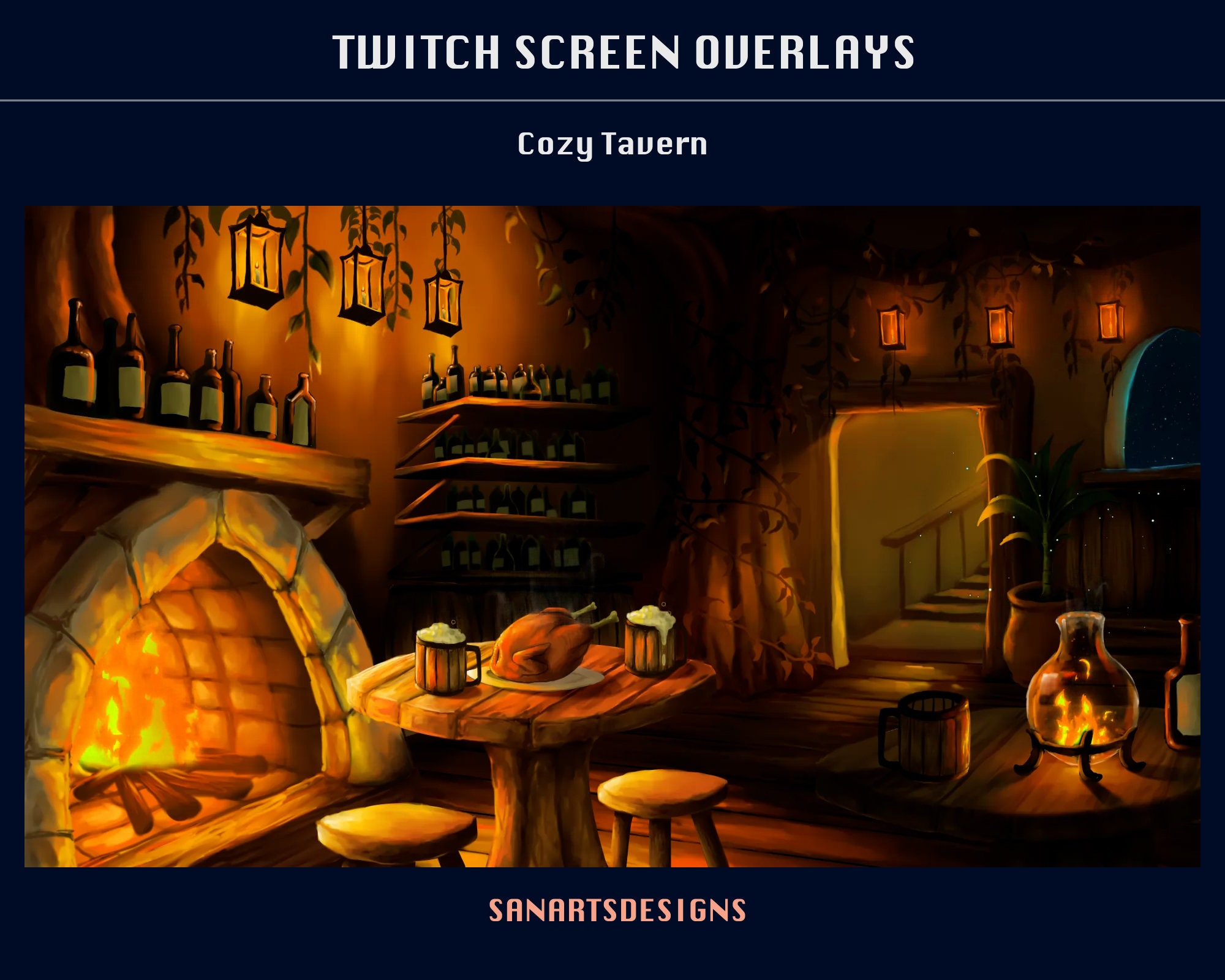 Animated Twitch Overlays Cozy Tavern, Cozy Tavern Animated Stream ...
