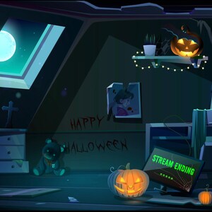 Animated Scenes Halloween Horror PC Room, Animated Twitch Overlays ...