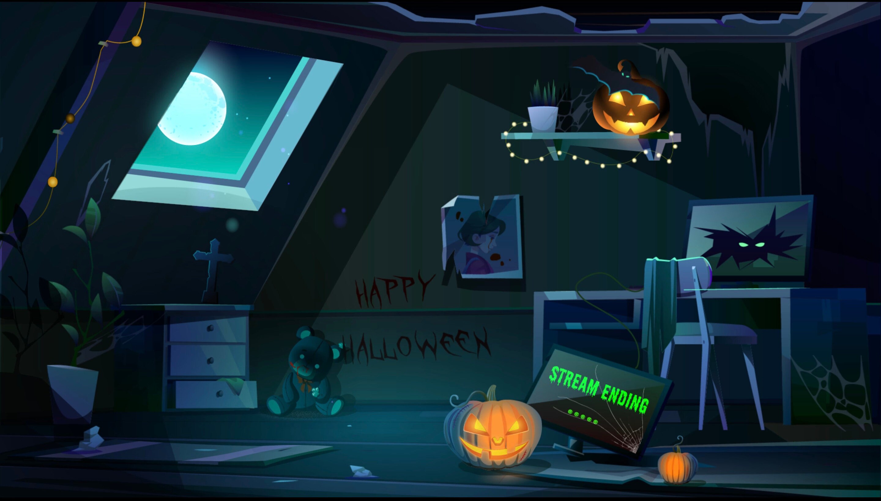 Animated Scenes Halloween Horror PC Room Animated Twitch - Etsy
