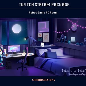 Animated Stream Package Robot Game Room, Animated Twitch Overlay ...