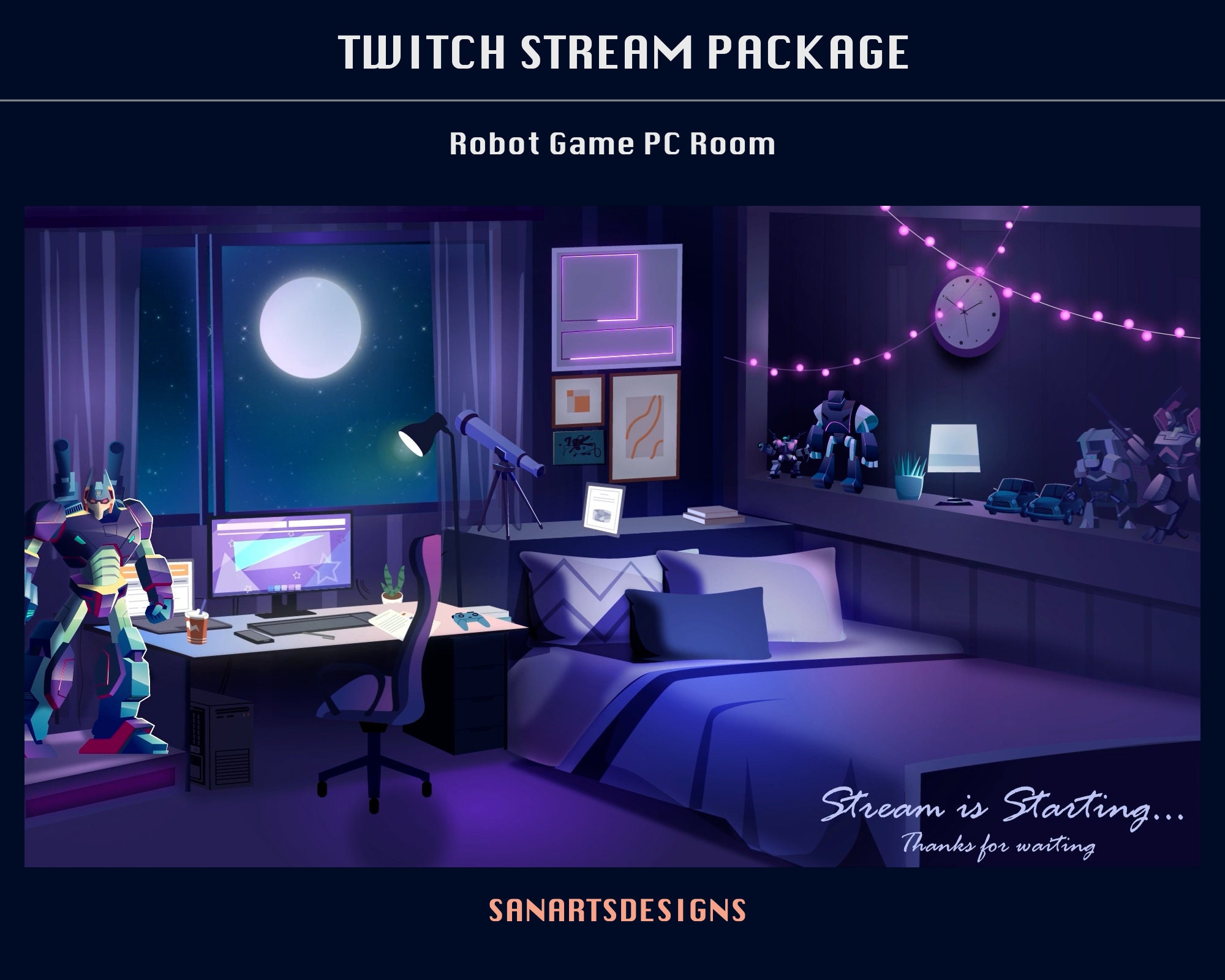 Animated Stream Package Robot Game Room Animated Twitch - Etsy