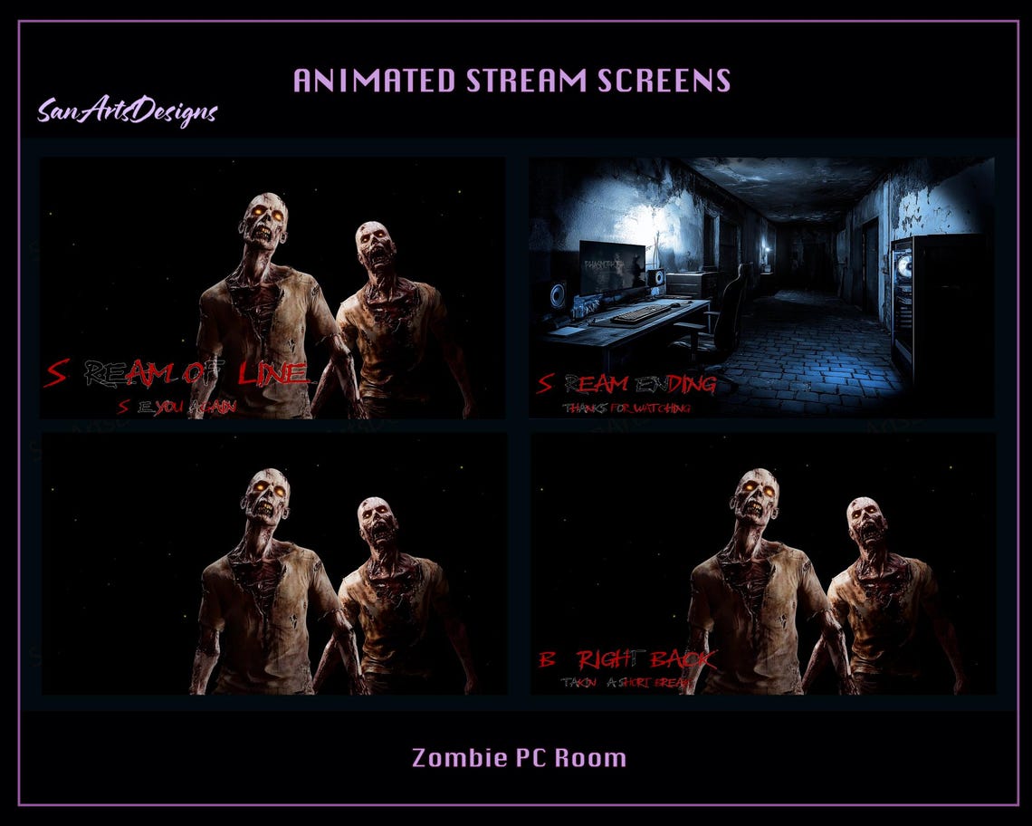 Animated Stream Overlay Zombie PC Room, Animated Twitch Overlay Zombie ...