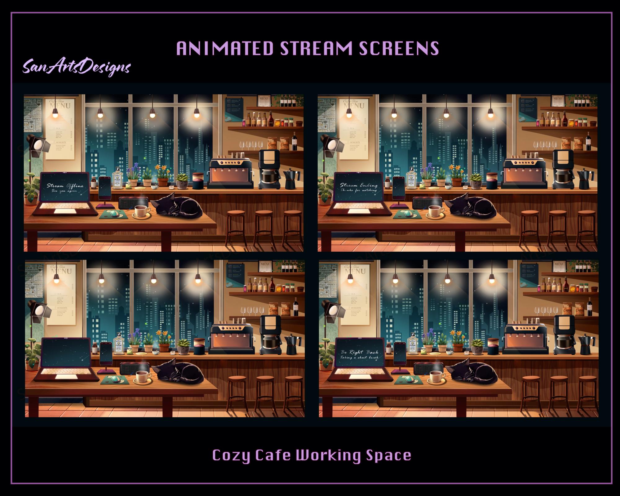 Cozy Cafe Working Space Animated Stream Overlays, Cozy Cafe Twitch ...