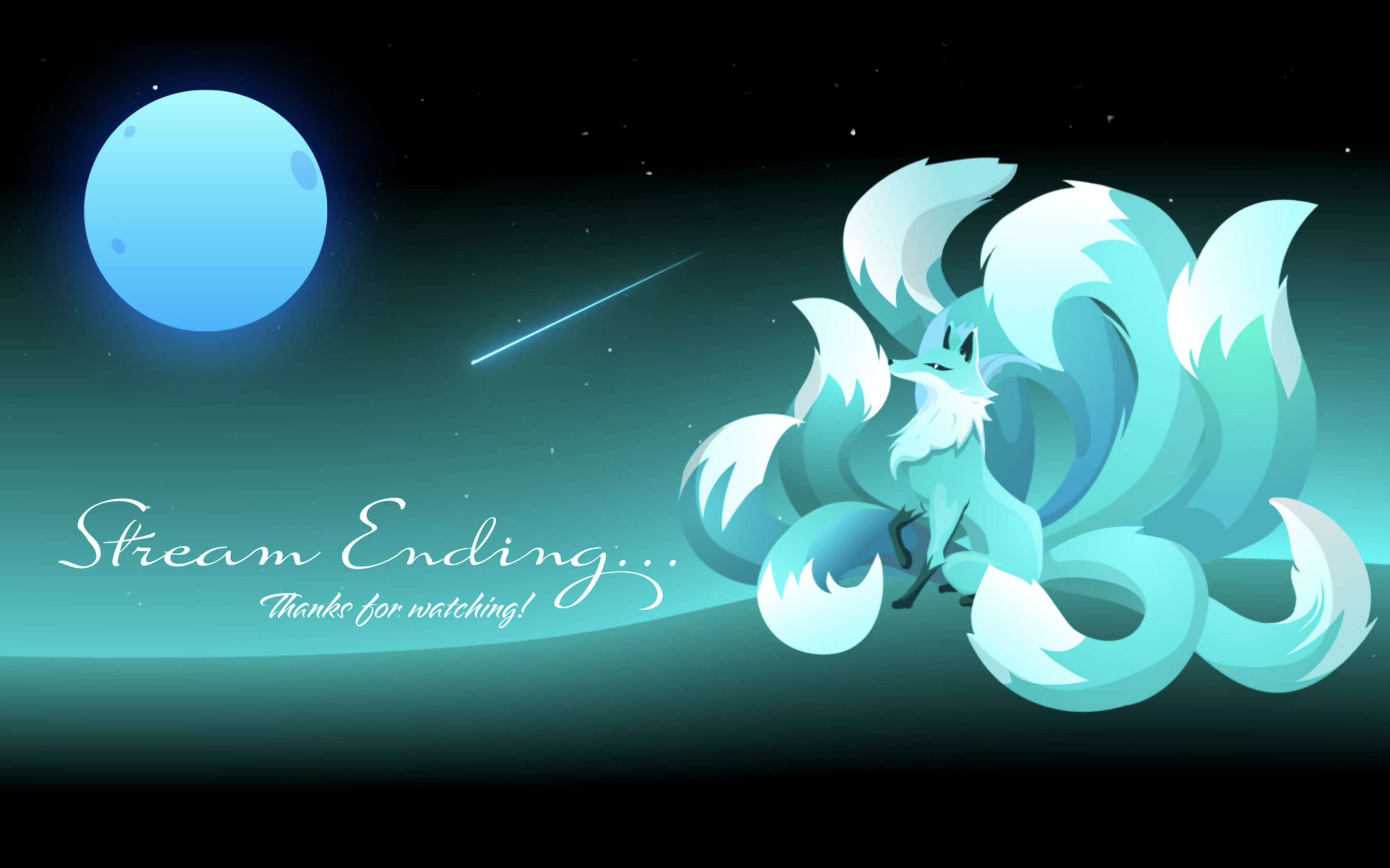 Animated Scenes Ice Nine Tail Fox Animated Twitch Overlays Blue Kitsune ...