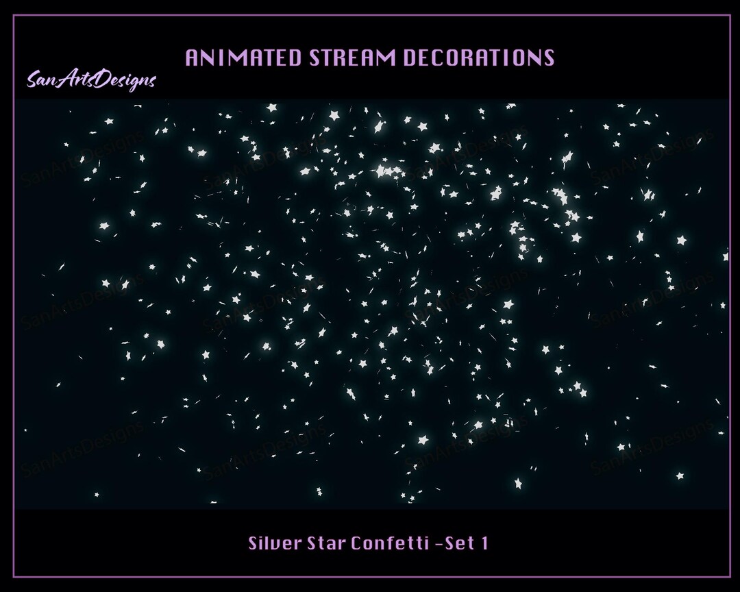 Silver Star Confetti Shooting Animated Stream Overlays, Silver Star ...