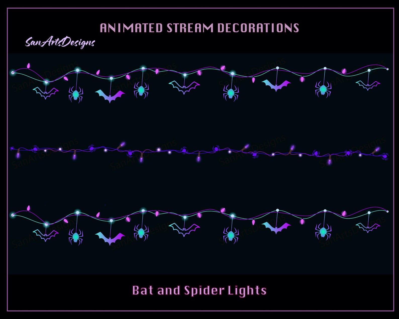 Halloween Spider Bat Light Chains Animated Stream Decorations ...