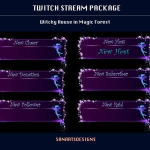 Animated Stream Package Witchy House in Magic Forest, Animated Twitch Overlays Pack Witchy ...