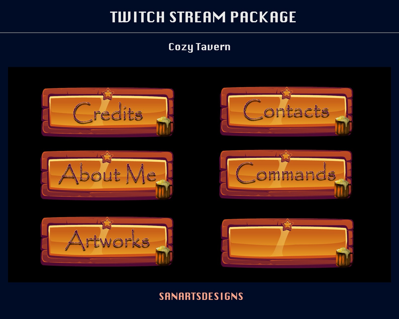 Animated Twitch Overlays Package Cozy Tavern, Warm Pub Animated Stream Package for Streamers ...