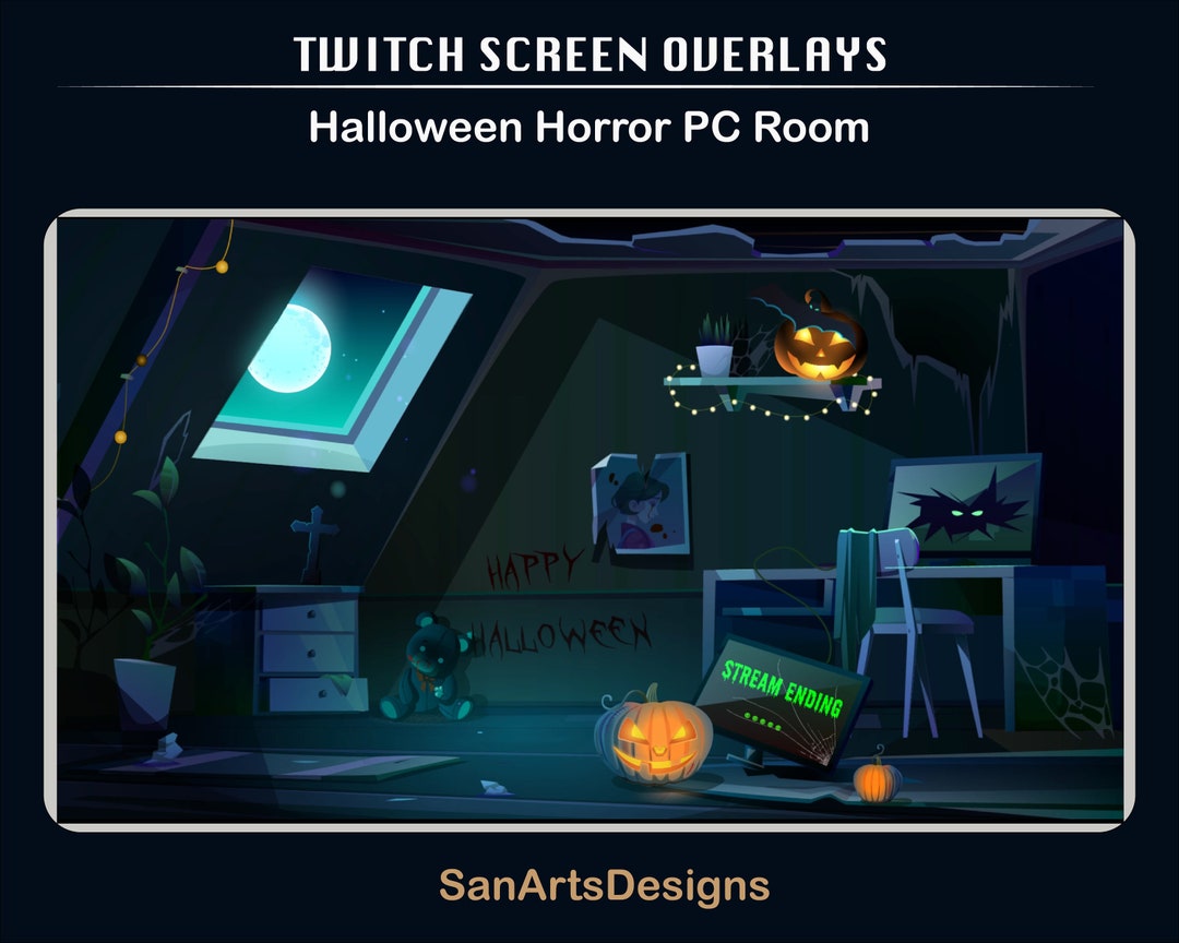 Animated Scenes Halloween Horror PC Room, Animated Twitch Overlays ...