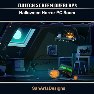 Animated Scenes Halloween Horror PC Room, Animated Twitch Overlays ...