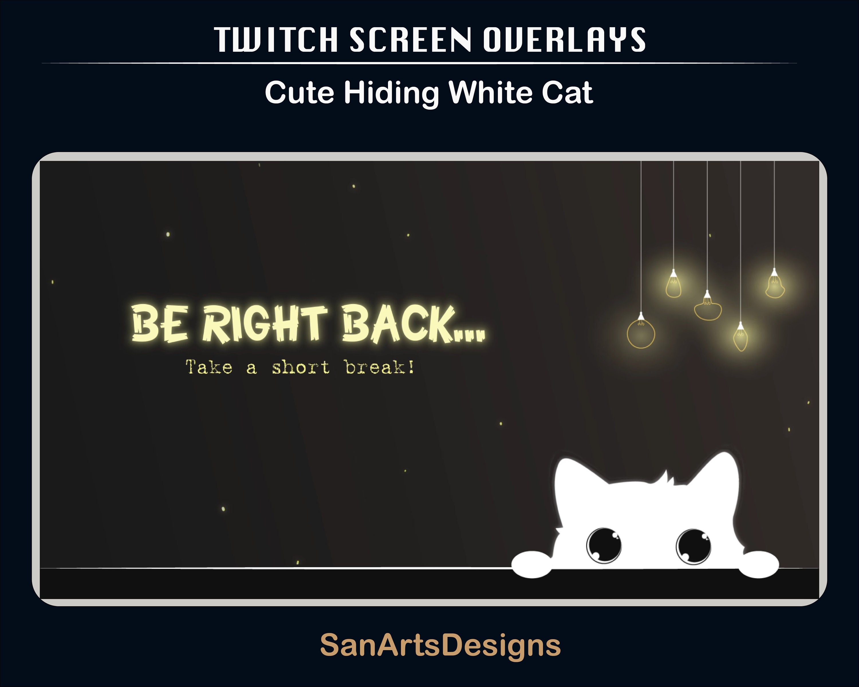 Static Stream Package Cute Hiding Cat, Animated Twitch Overlays Cute ...