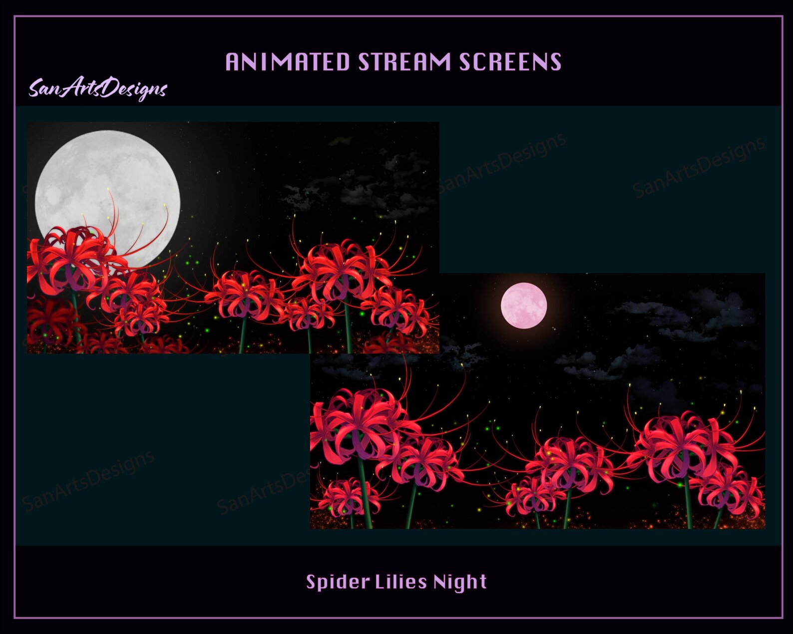 Animated Stream Overlay Spider Lily Garden, Animated Twitch Overlays ...