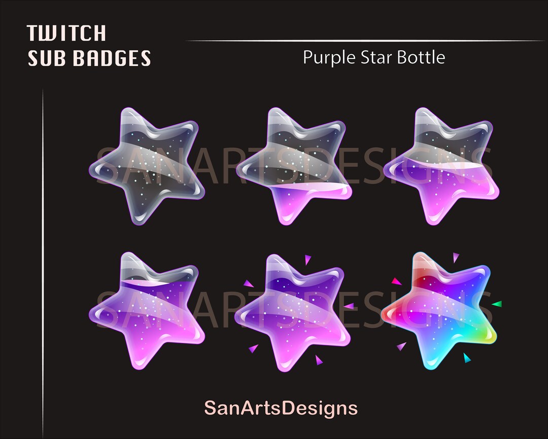 Purple Star Bottle Twitch Sub Badges | Purple Star Stream Badges ...