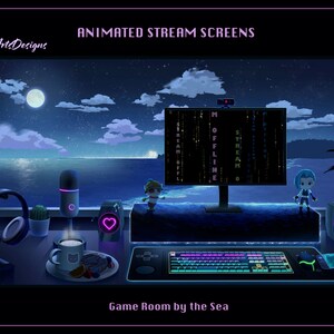Game Room by the Sea Animated Stream Screen, Seaview Game Room Animated ...