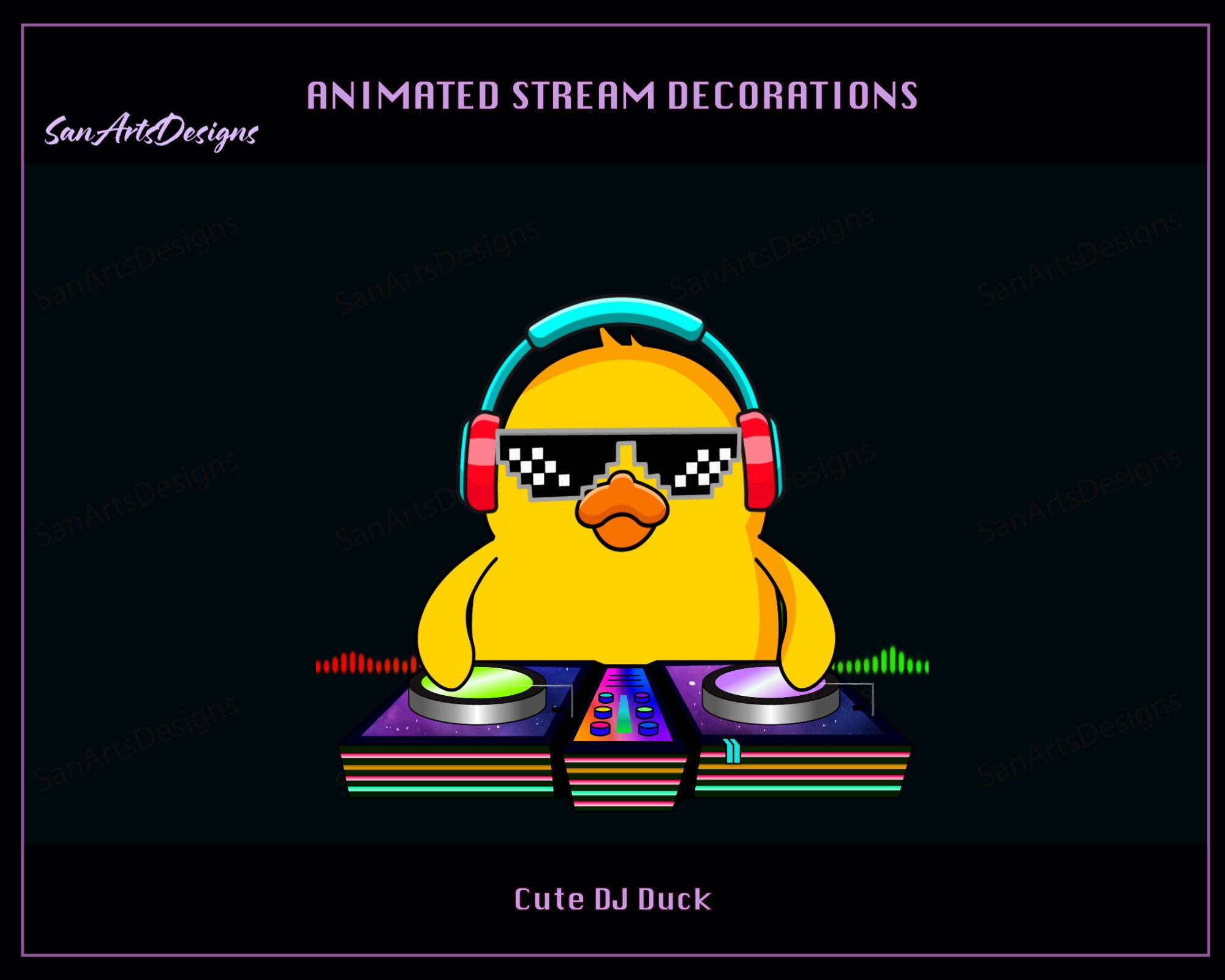 Cool DJ Duck Animated Stream Decoration, Animated Stream Assets Galaxy ...