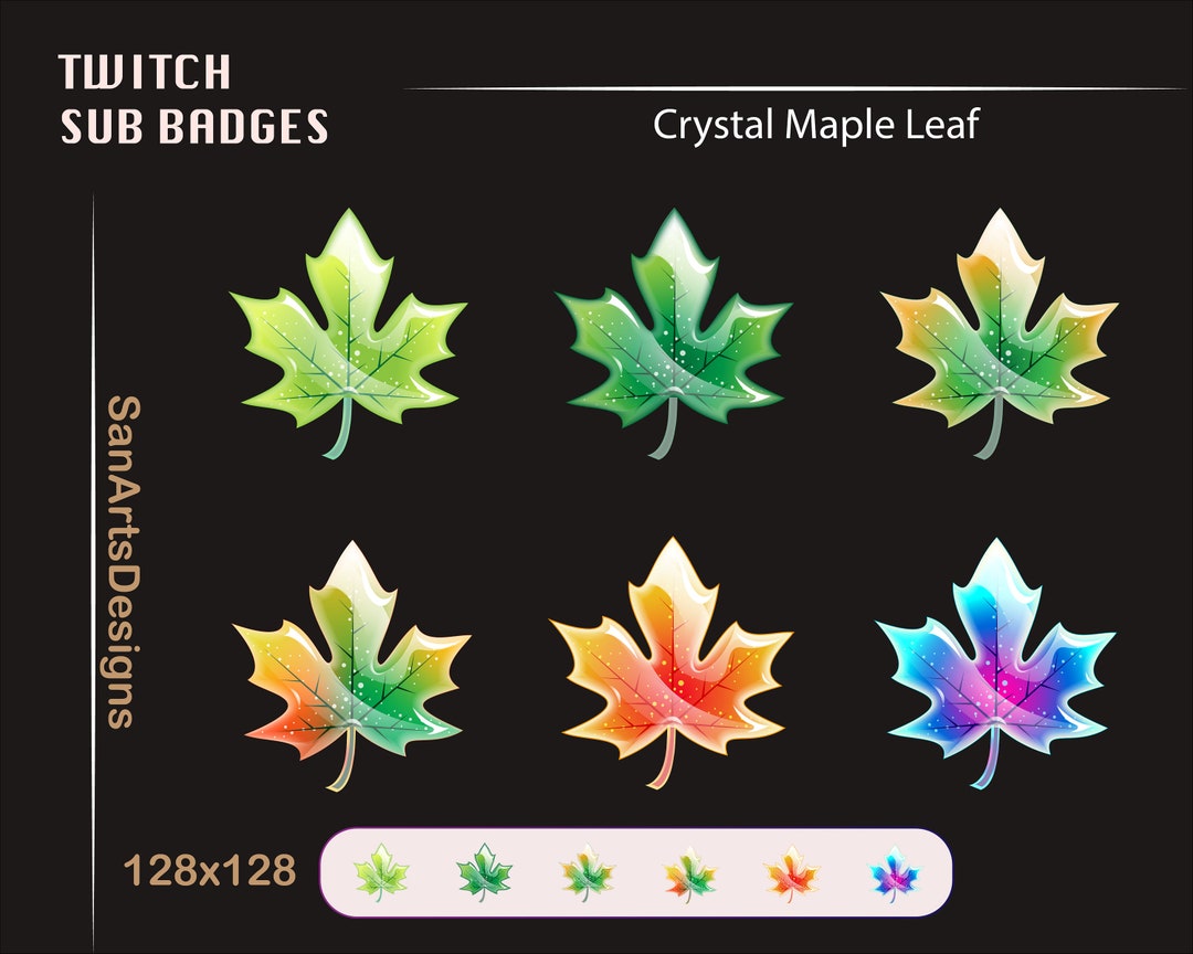 Crystal Maple Leaf Twitch Sub Badges, Maple Leaves Twitch Bit Badges ...