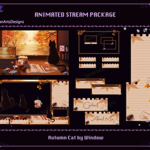 Animated Stream Overlay Package Black Cat by Autumn Window, PC Room in ...