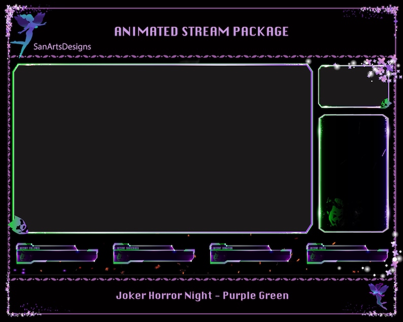 Neon Joker Animated Stream Overlay Package, Neon Joker Animated Twitch ...