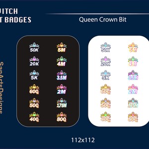 Queen Crown Twitch Bit Badges, Diamond Queen Crown Twitch Channel Point ...
