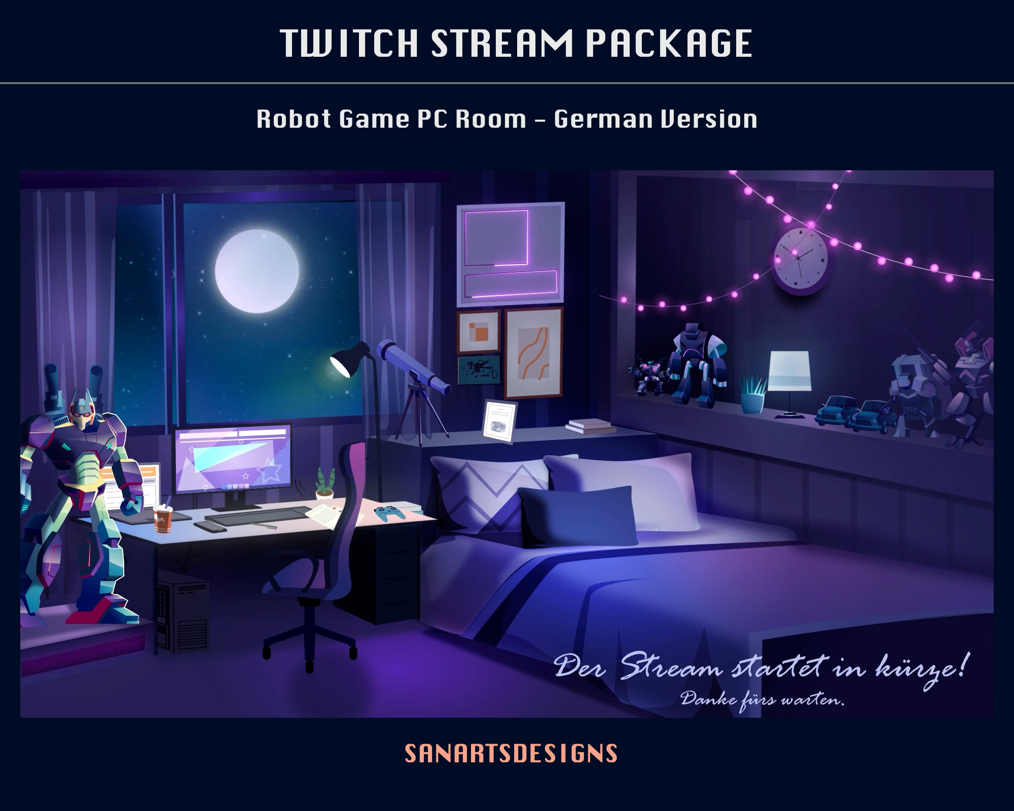 German Animated Stream Package Robot Game Room Animated - Etsy