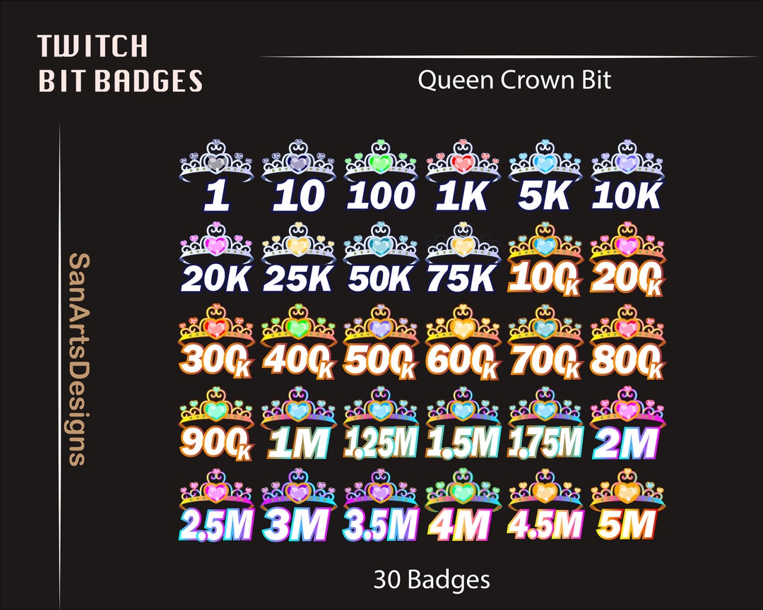 Queen Crown Twitch Bit Badges, Diamond Queen Crown Twitch Channel Point ...