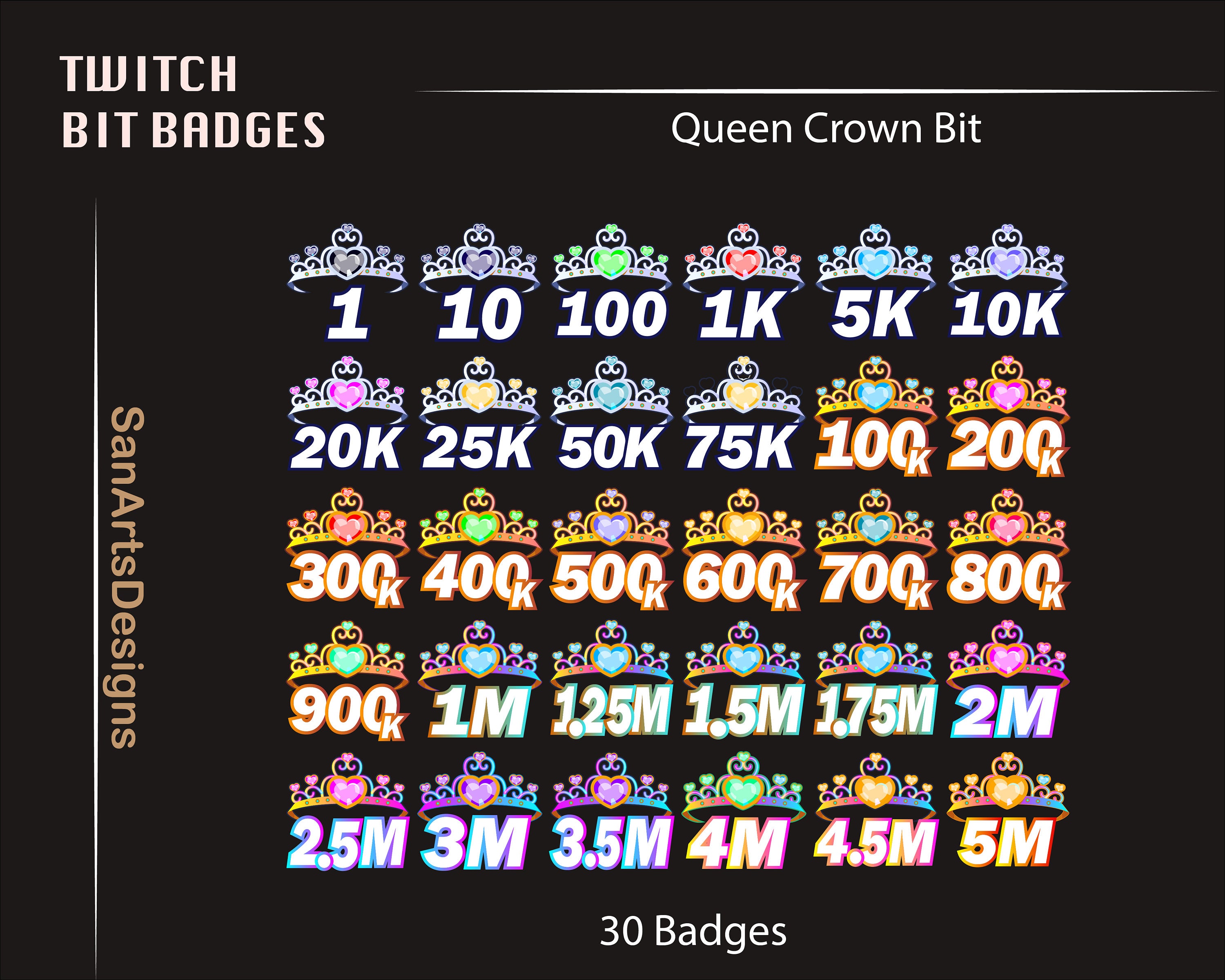 Queen Crown Twitch Bit Badges, Diamond Queen Crown Twitch Channel Point ...