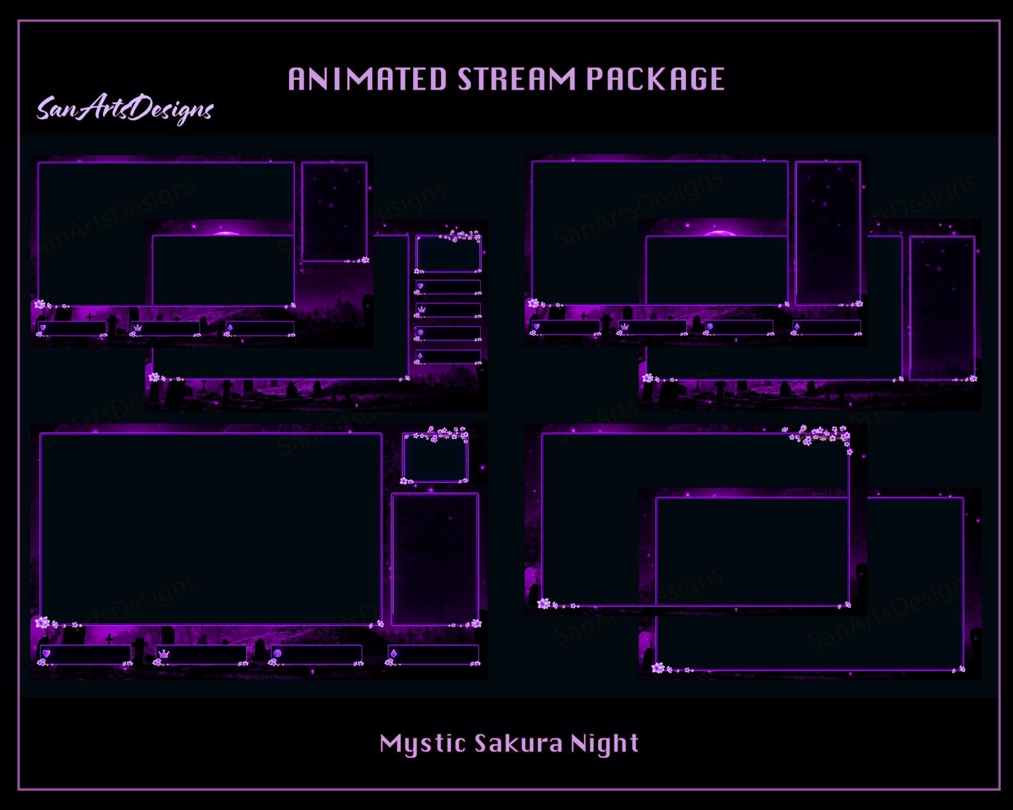 Animated Stream Package Mystic Purple Sakura Graveyard, Animated Twitch ...