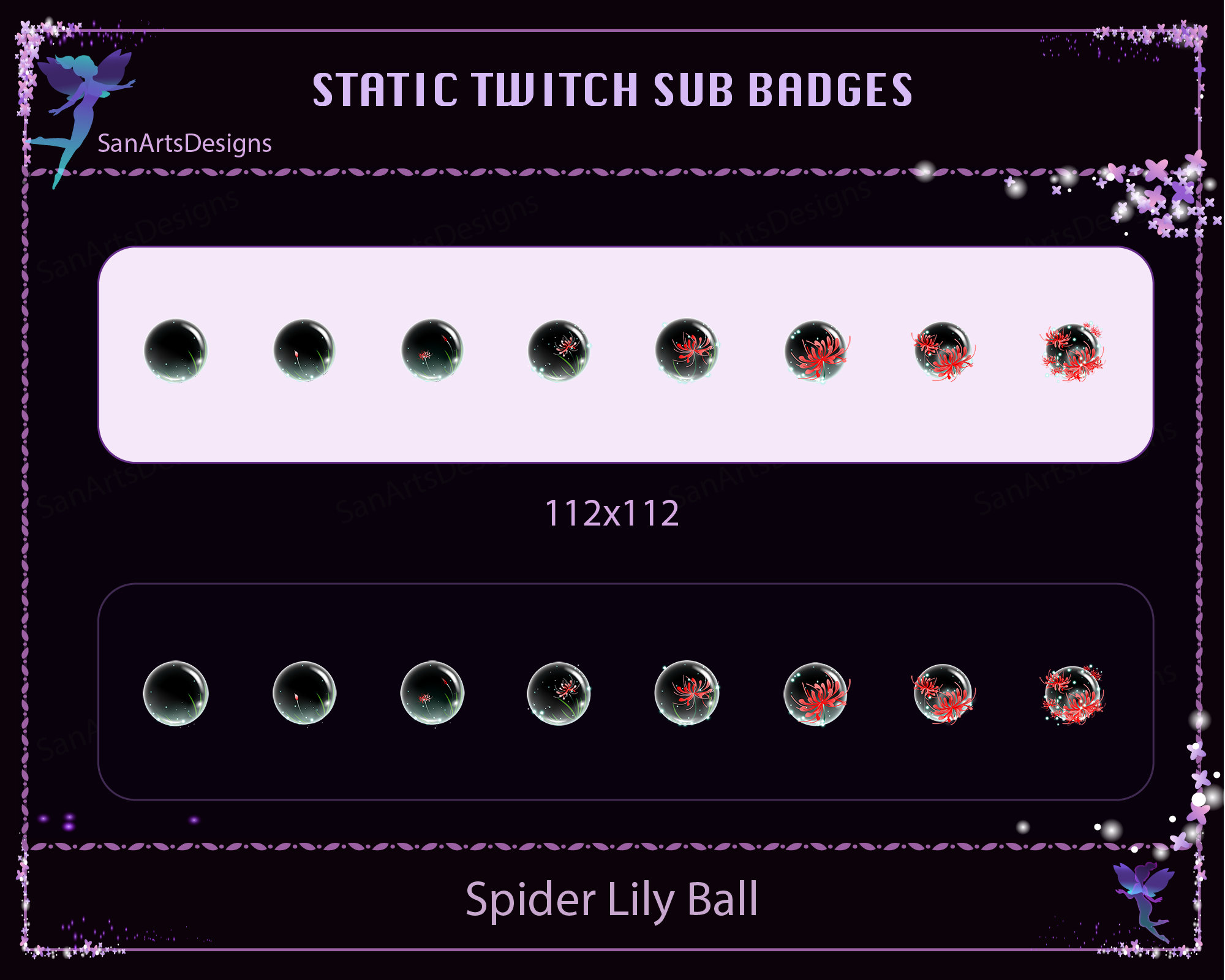 Red Spider Lily Ball Twitch Sub Badges for Streamer, Vtuber, Youtuber ...