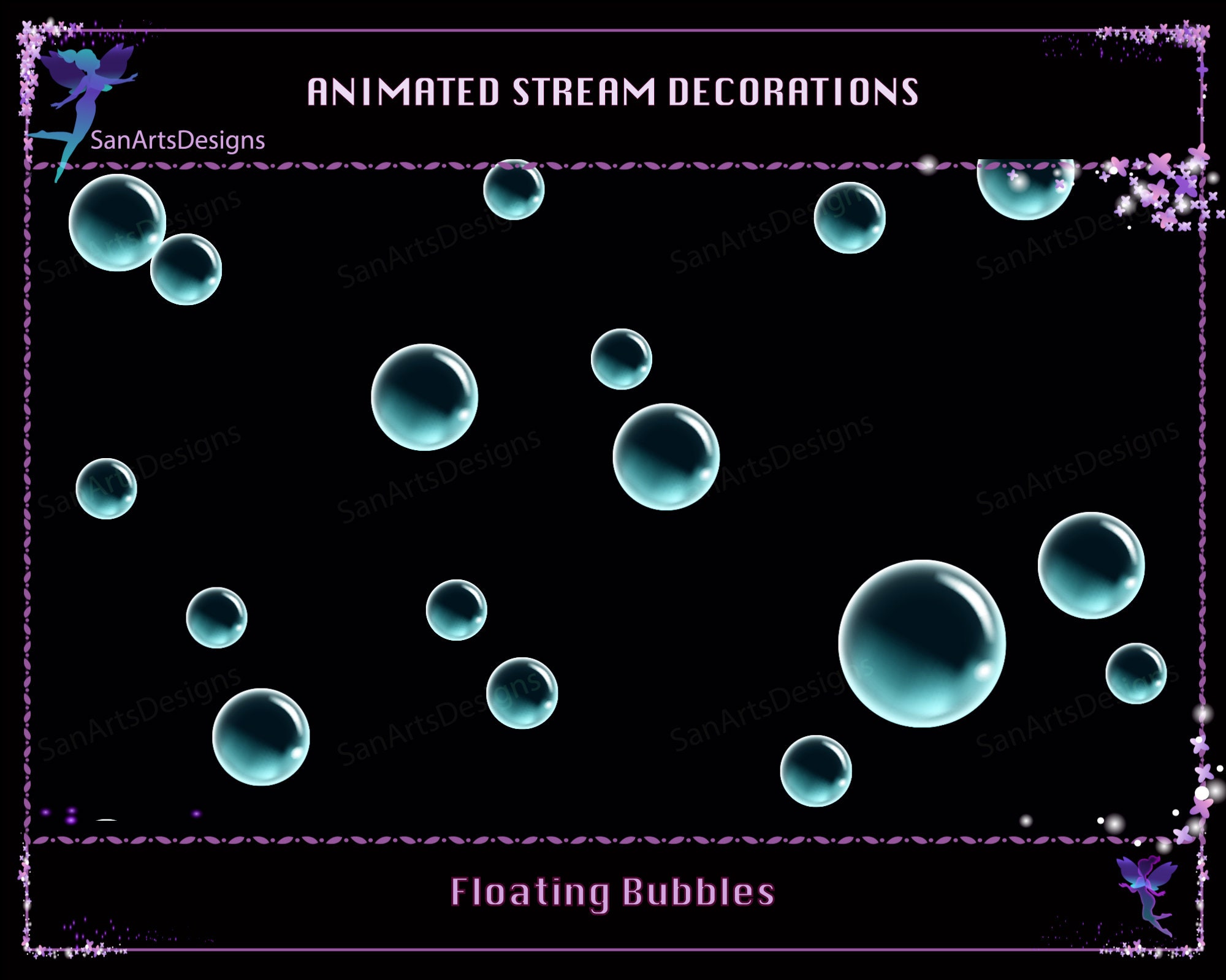 Floating Bubbles Animated Stream Decoration, Flying Blue Purple White ...