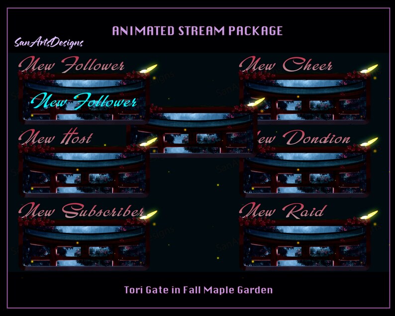 Tori Gate in Fall Animated Twitch Overlay Bundle, Autumn Tori Gate ...