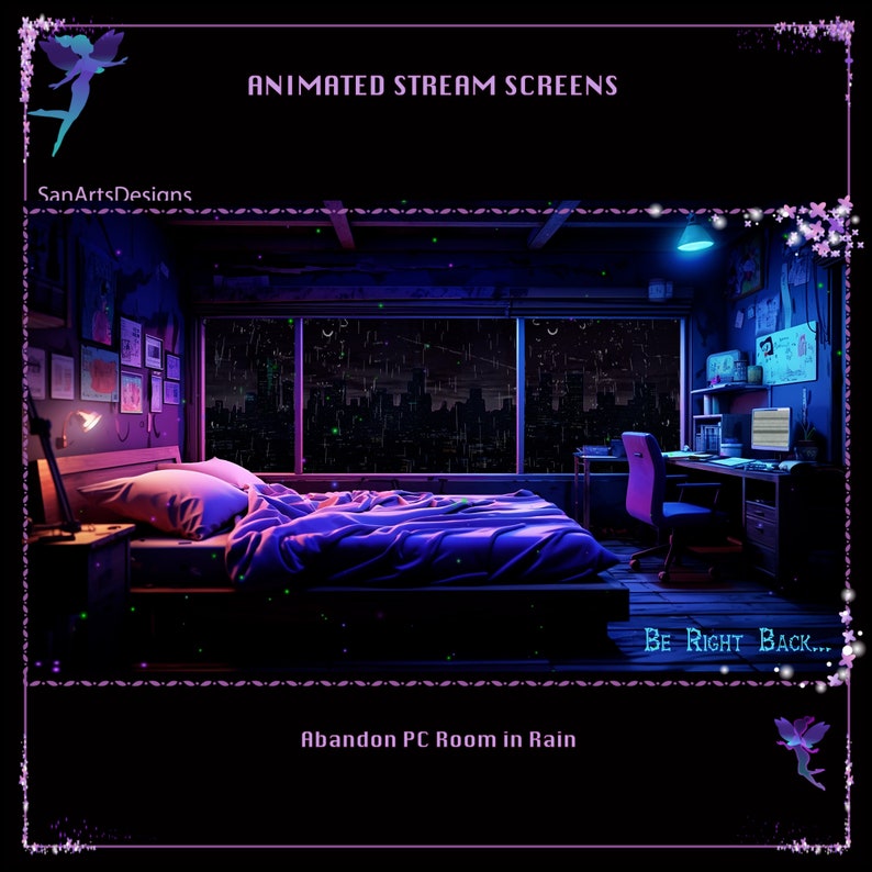 Animated Stream Overlay Abandoned PC Room in Rain, Animated Twitch ...