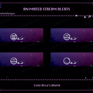Animated Twitch Alerts Cute Dolphins in Purple Bubbles, Whale in Purple ...