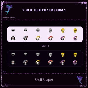 Skull Reaper Twitch Sub Badges, Skull Twitch Sub Badges, Reaper Twitch ...